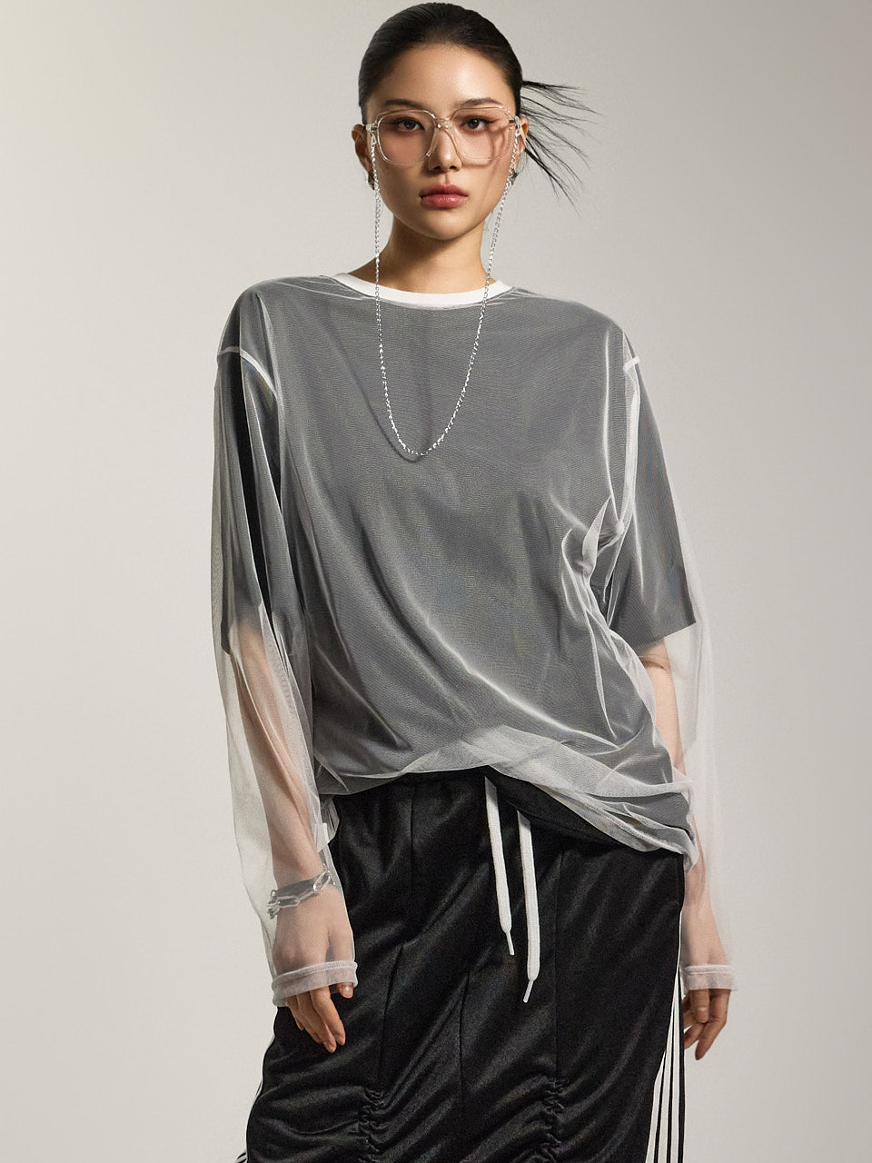 E3796 Net Layered T-Shirt