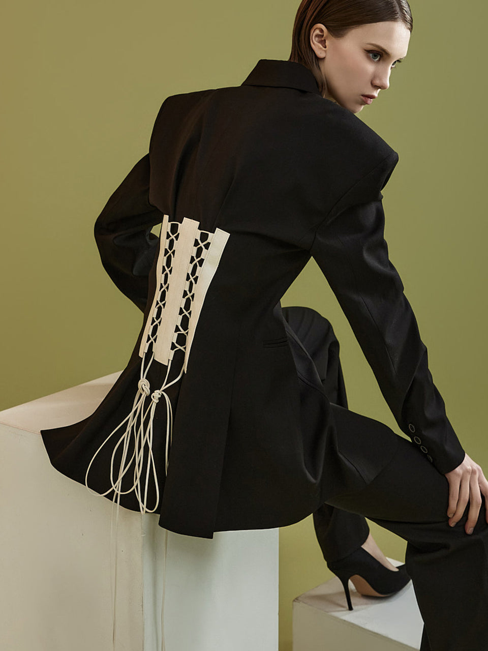 MBDJ049 Pintuck Lace Corset Single Jacket