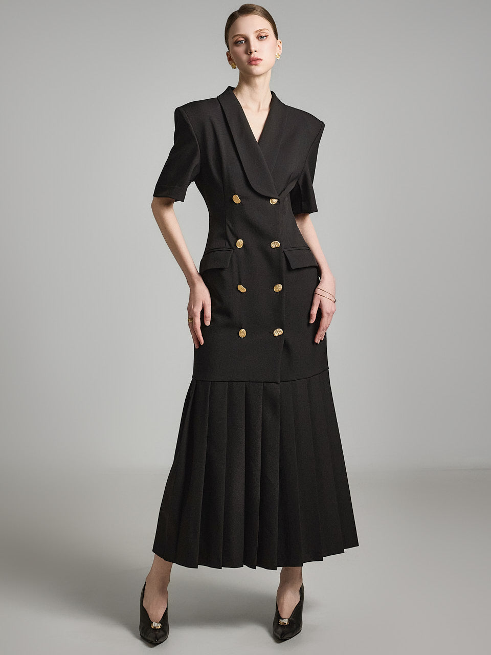 D9523 Shawl Collar Dress