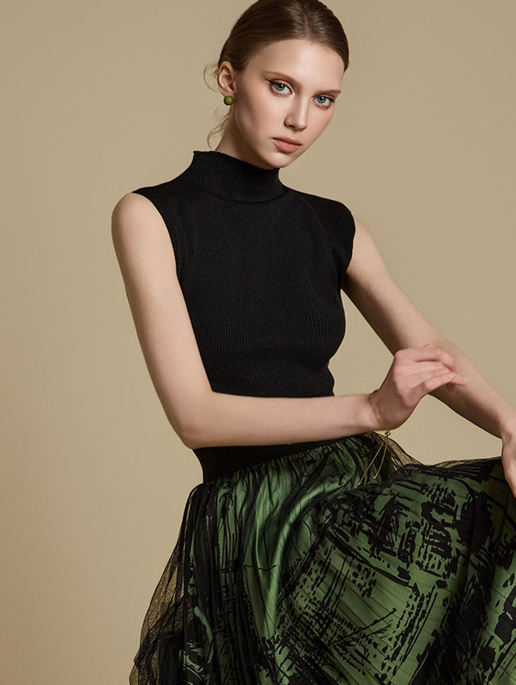 E3785 Mock neck knit top