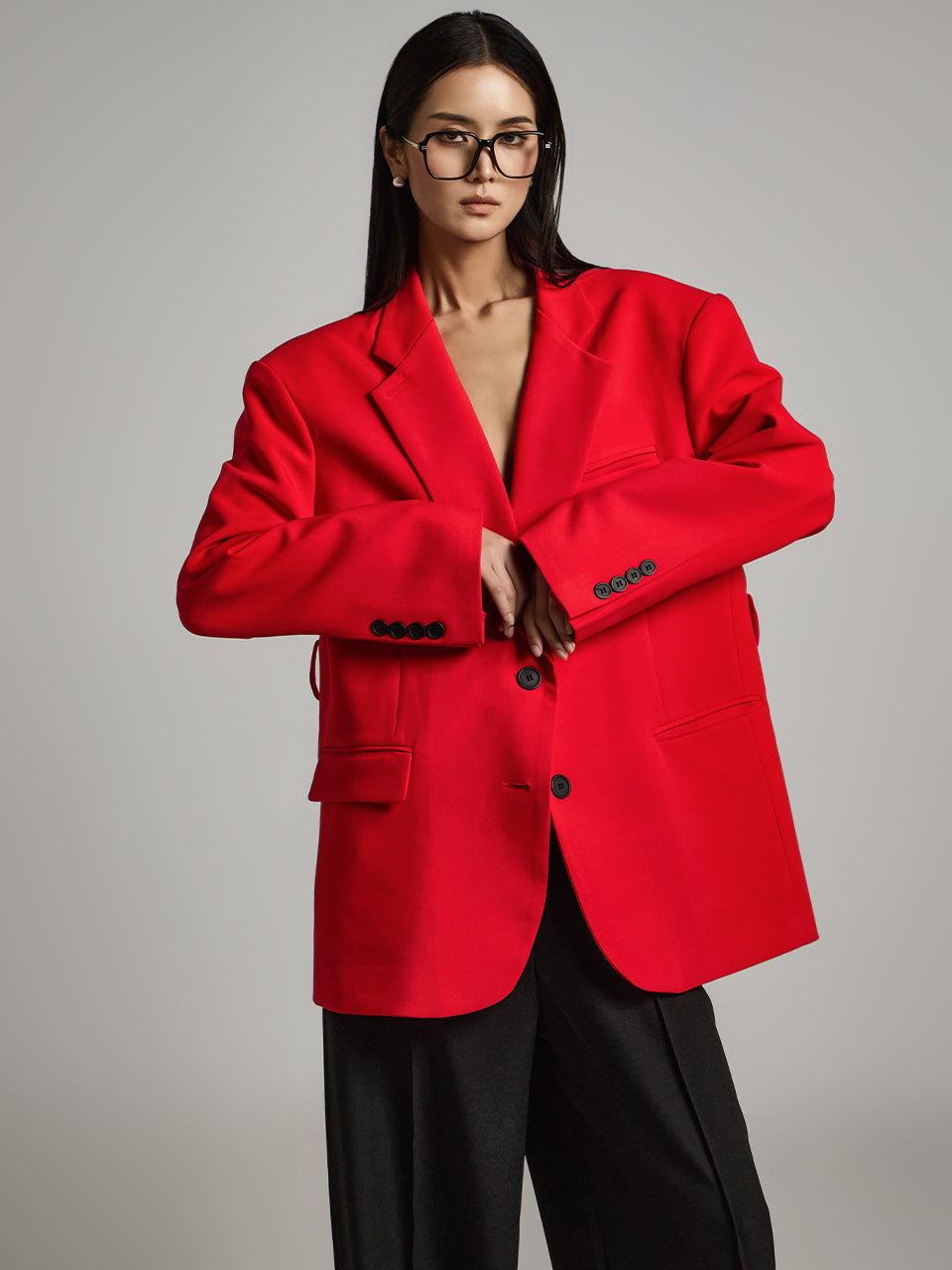 J2623 Shoulder Pad Jacket With Belt