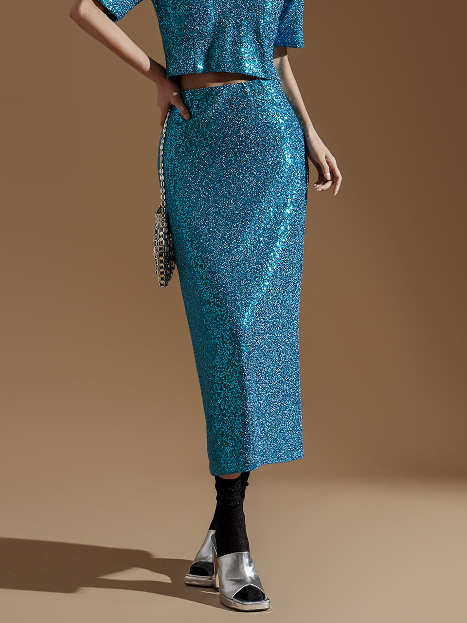 SK2701 Spangle Midi Skirt