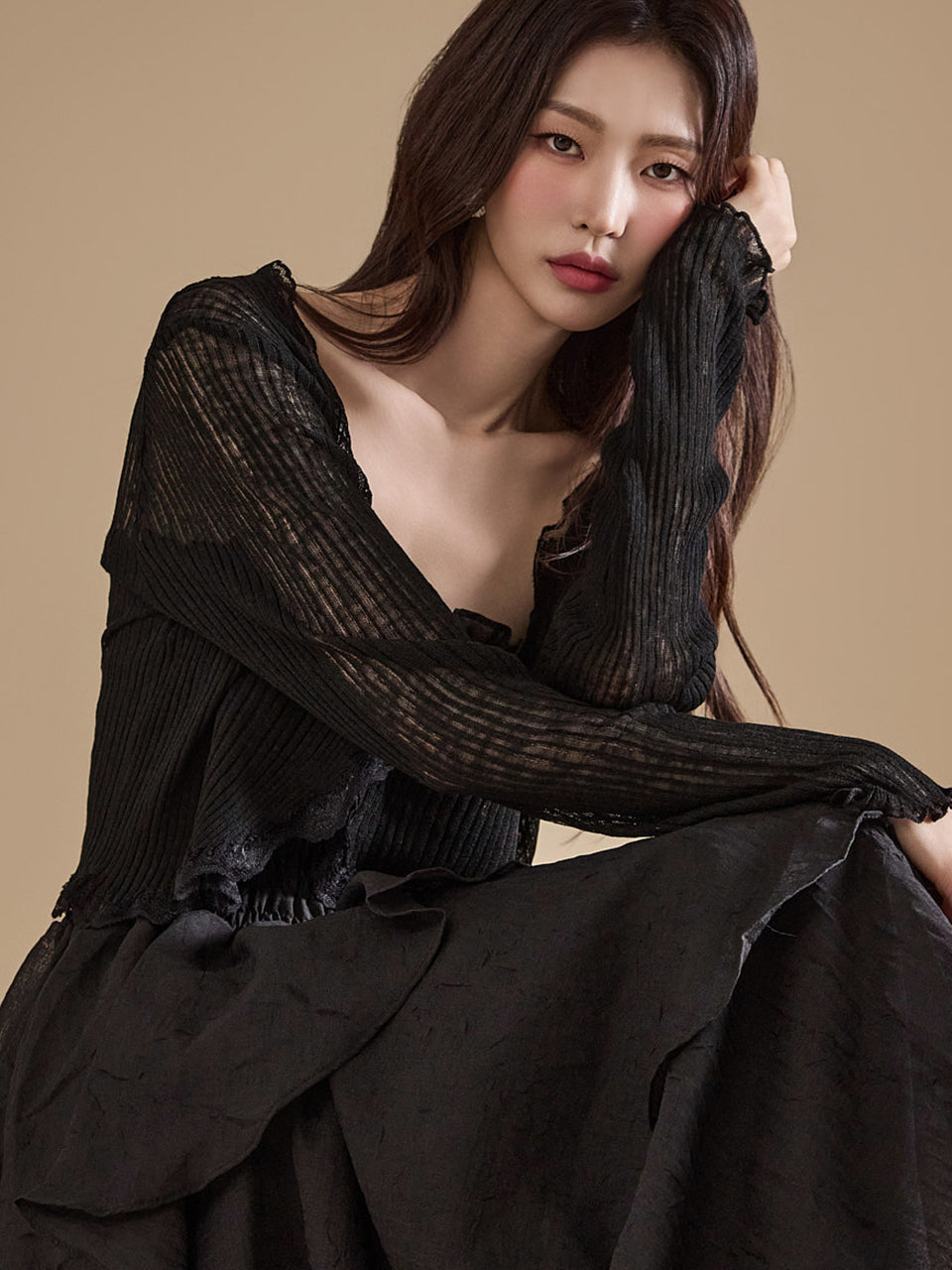 Stylish and Comfortable Frill Cardigan J2321 | DINT
